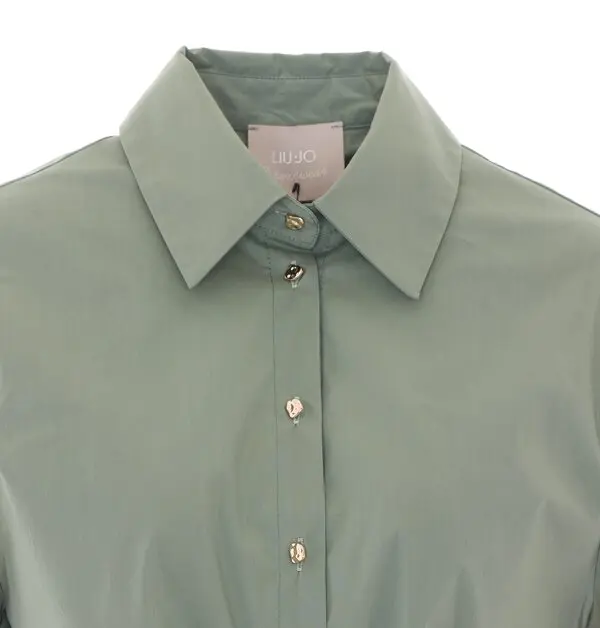 Liu Jo Cropped Tie-front Shirt - Gray