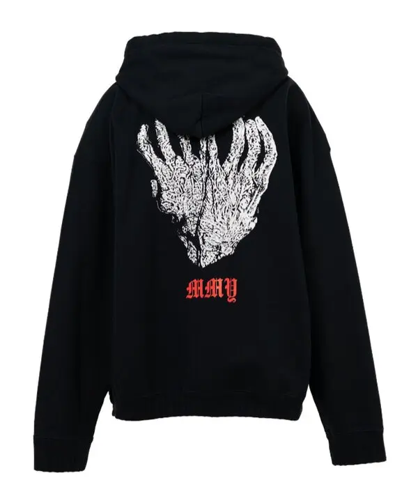 Mihara Yasuhiro Long Sleeve Hoodie With Drawstring Hood And Ribbed Trim