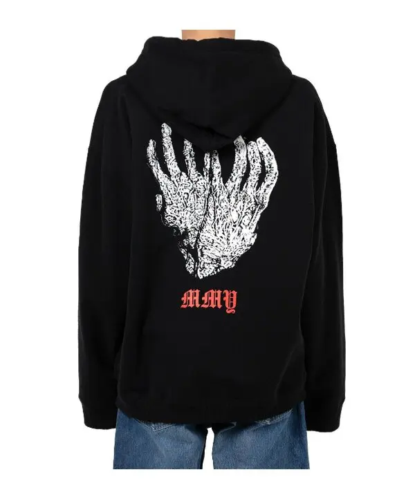 Mihara Yasuhiro Long Sleeve Hoodie With Drawstring Hood And Ribbed Trim