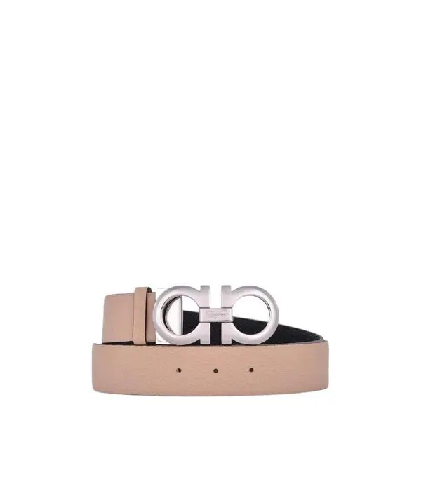 FERRAGAMO Double-sided Logo Buckle Belt - Nude