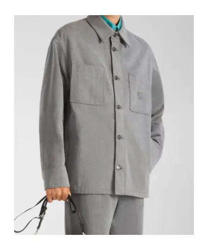 Fendi Ff Embroidered Denim Jacket - Grey
