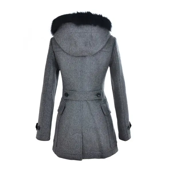 Burberry Hooded Overcoat With Horn Buckle Detail - Gray