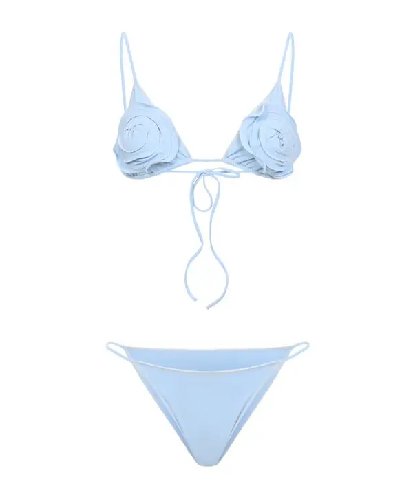 LA REVECHE Sanya Floral Triangle Bikini - Blue