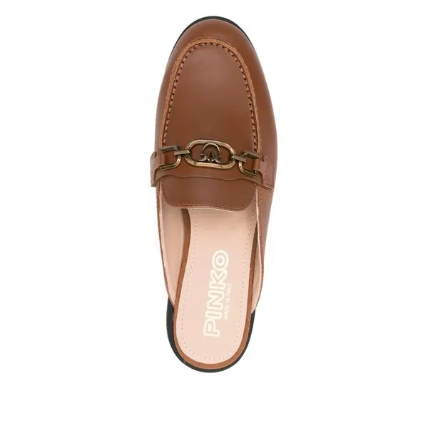Pinko Round Toe Mules With Logo Detail