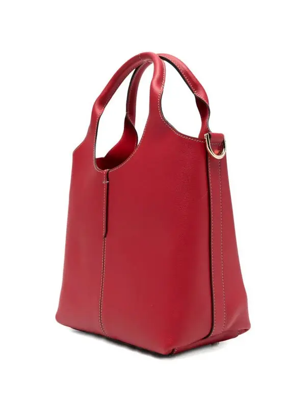 TOD'S Logo Engraved Mini Shopping Bag - Red