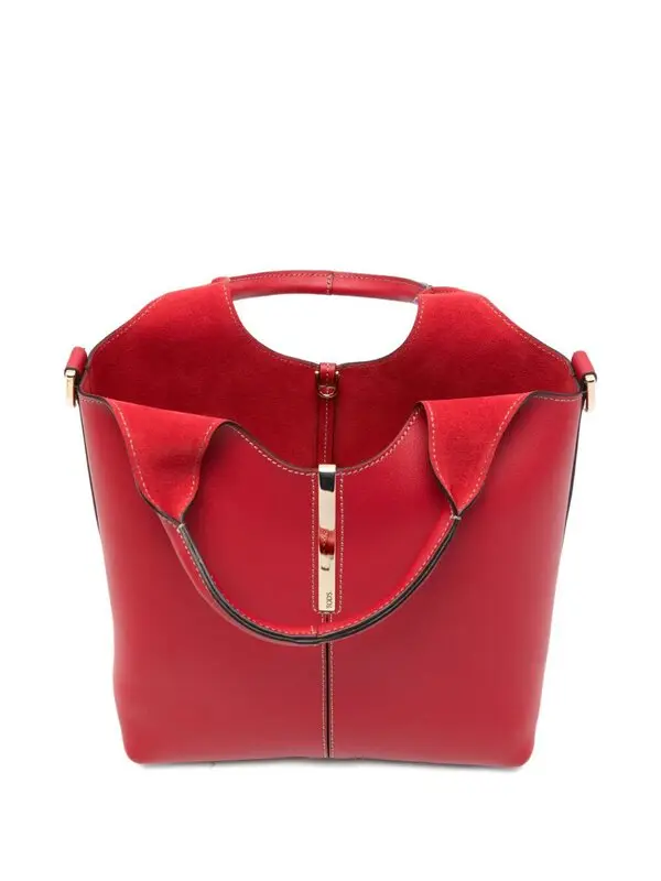 TOD'S Logo Engraved Mini Shopping Bag - Red