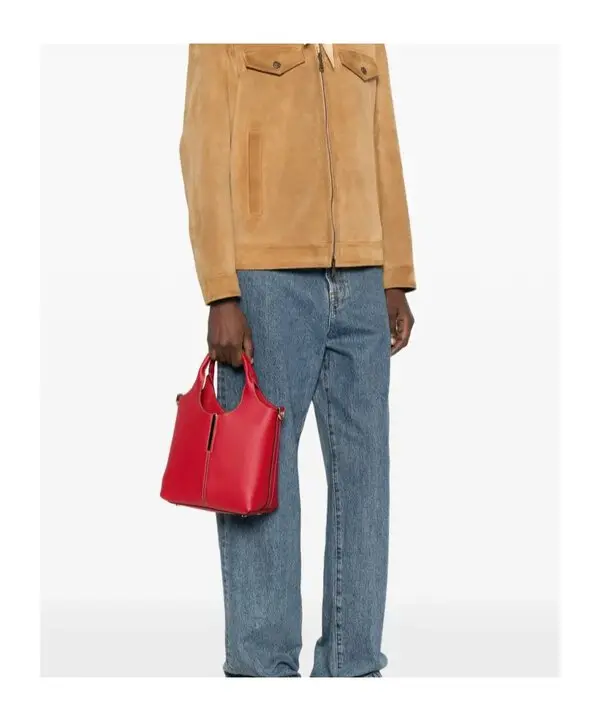 TOD'S Logo Engraved Mini Shopping Bag - Red
