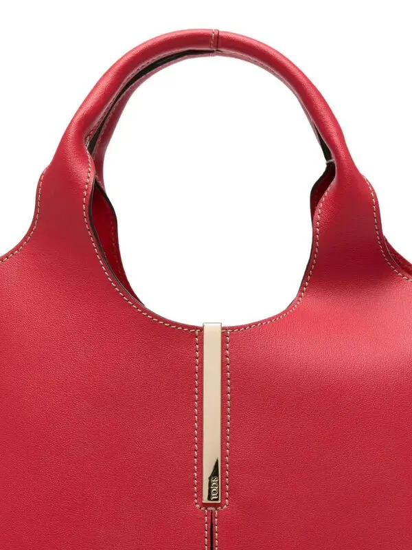 TOD'S Logo Engraved Mini Shopping Bag - Red