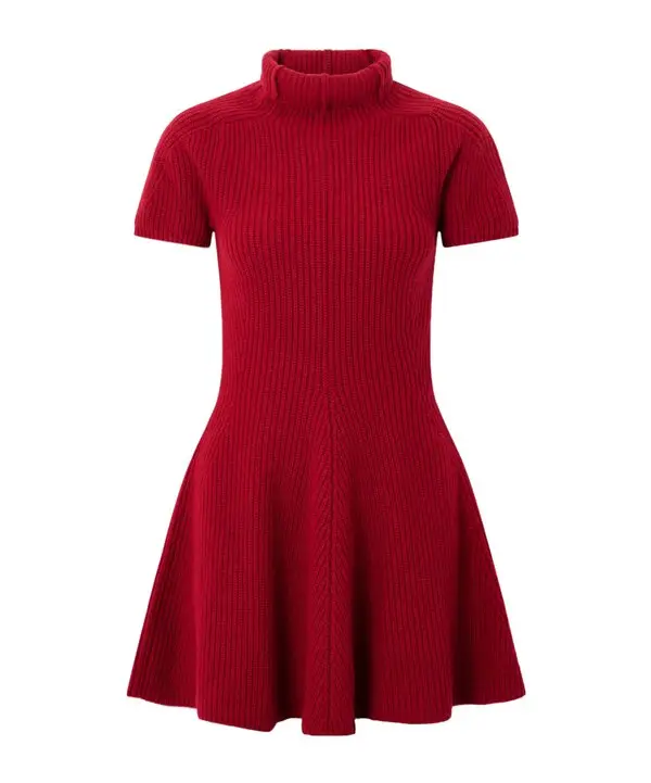 Magda Butrym Ribbed High-neck Knitted Dress - Red