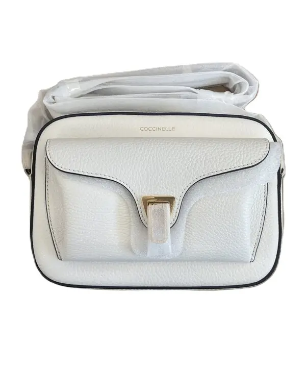 COCCINELLE Grained Leather Shoulder Bag With Signature Buckle