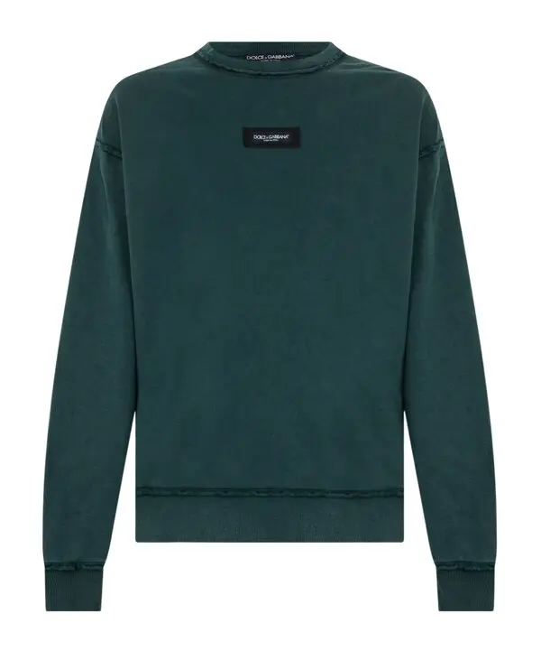 Dolce & Gabbana Dolce Gabbana Vintage Effect Logo Patch Sweatshirt - Green