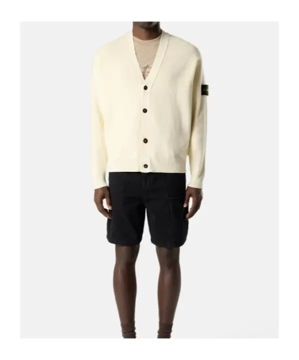 Stone Island Logo Patch Buttoned Cardigan - Ivory