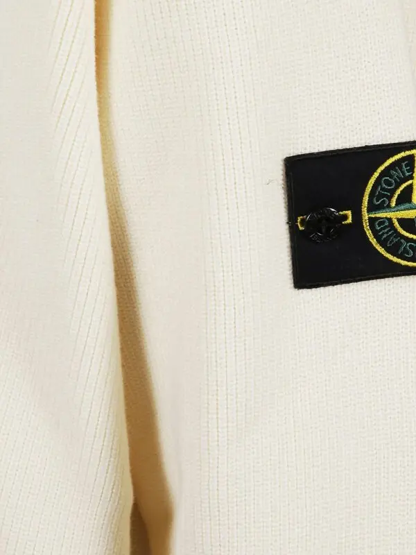 Stone Island Logo Patch Buttoned Cardigan - Ivory
