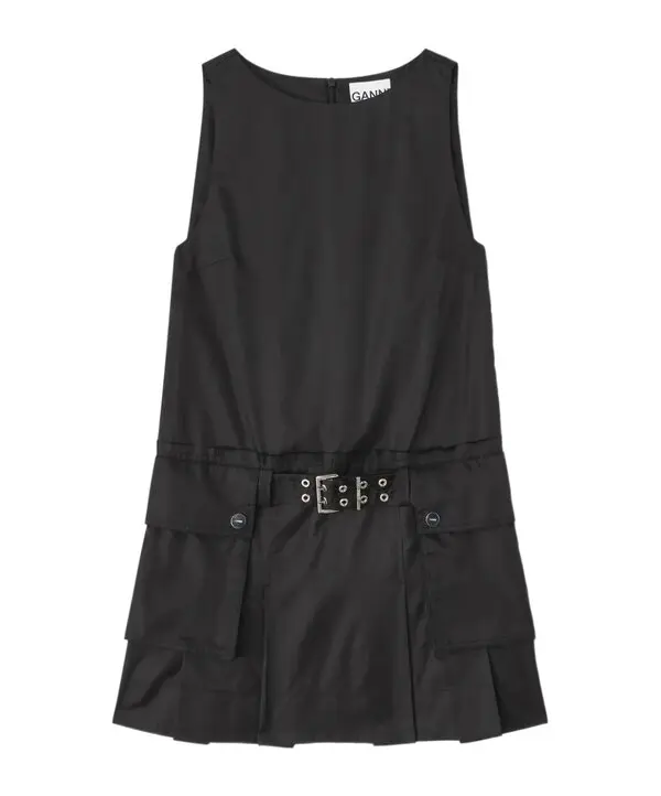 GANNI Belted Mini Dress - Black