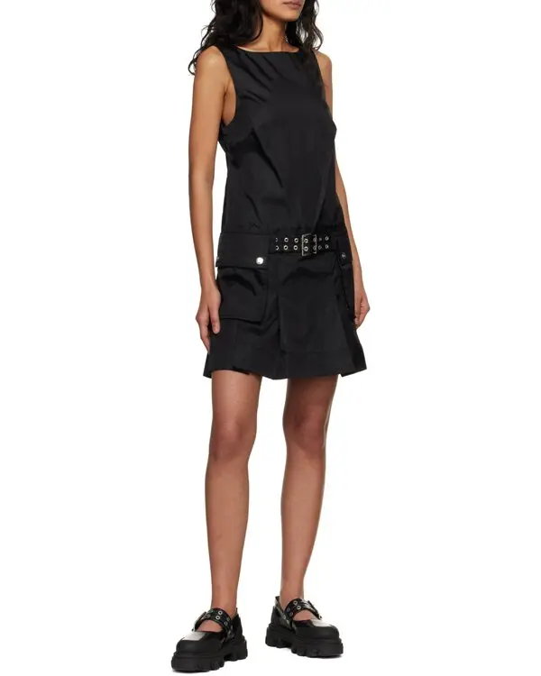 GANNI Belted Mini Dress - Black