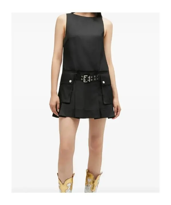 GANNI Belted Mini Dress - Black
