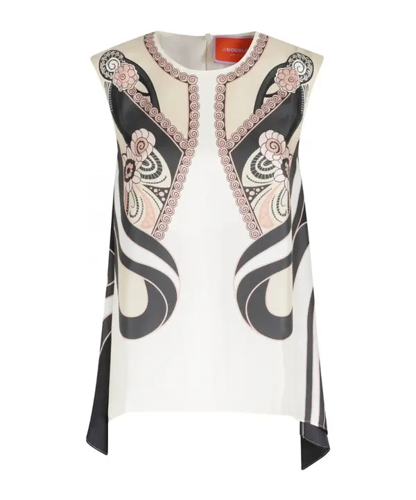 La DoubleJ Printed Cold Shoulder Blouse - White