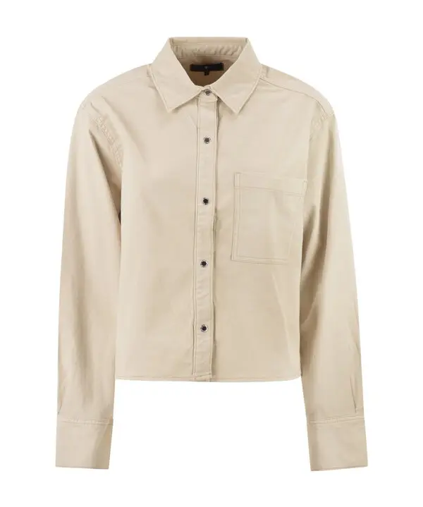 7 For All Mankind Cropped Oversized Shirt - Sand-colored