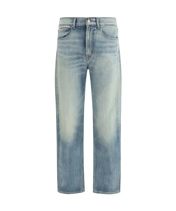 7 For All Mankind Straight Leg Jeans With Belt Loops - Blue