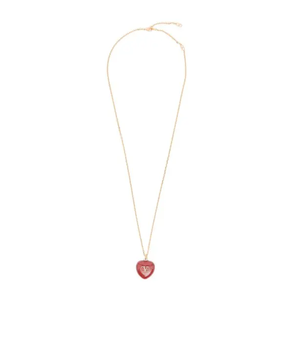 Valentino Garavani Chain Necklace With Heart Detail - Yellow