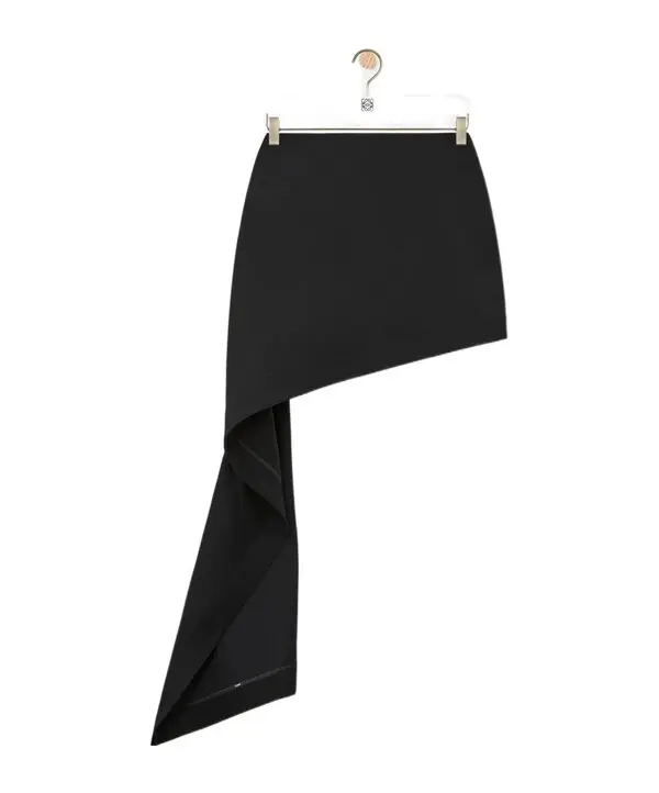 Loewe Asymmetrical Draped Wool Skirt - Black
