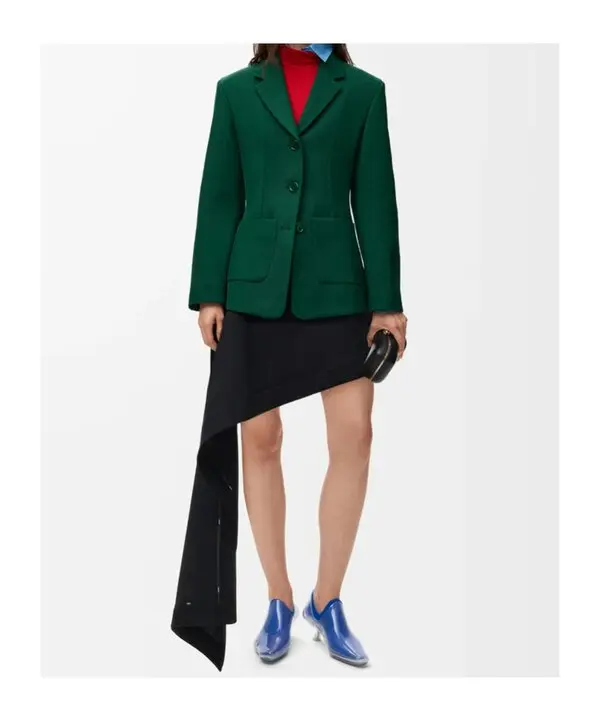 Loewe Asymmetrical Draped Wool Skirt - Black