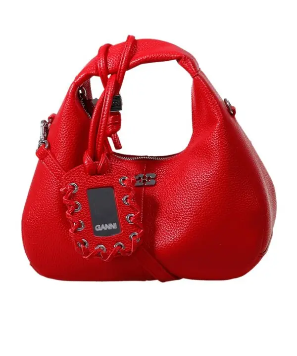 GANNI Mini Hobo Eyelet Tote Bag - Red
