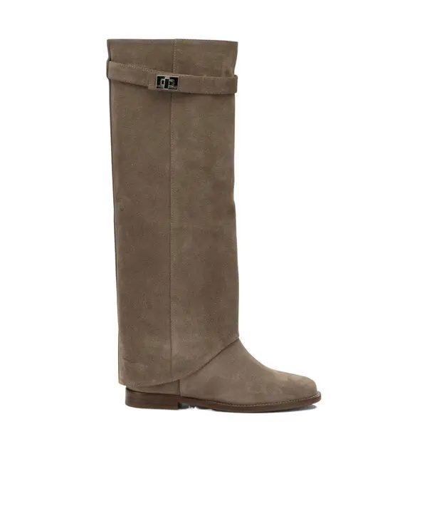 VIA ROMA 15 Suede Buckled Knee High Boots