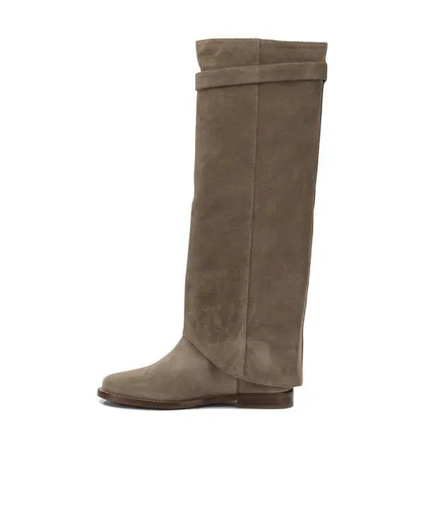 VIA ROMA 15 Suede Buckled Knee High Boots