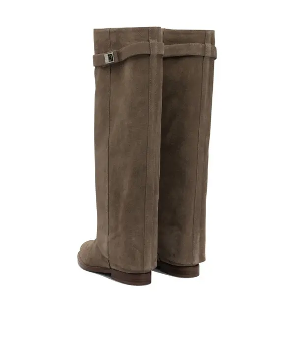 VIA ROMA 15 Suede Buckled Knee High Boots