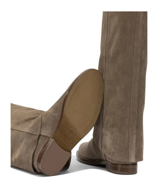 VIA ROMA 15 Suede Buckled Knee High Boots