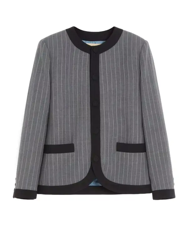 Valentino Garavani Pinstripe Wool Jacket - Grey
