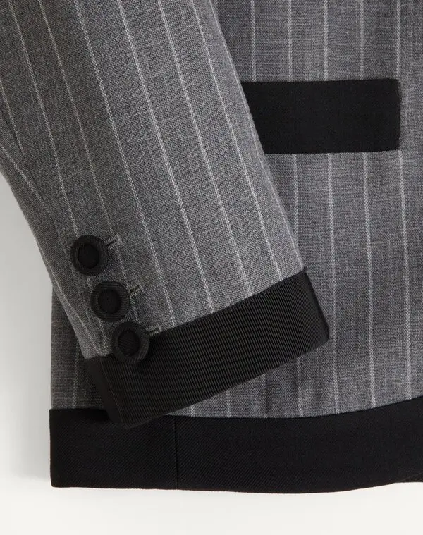Valentino Garavani Pinstripe Wool Jacket - Grey