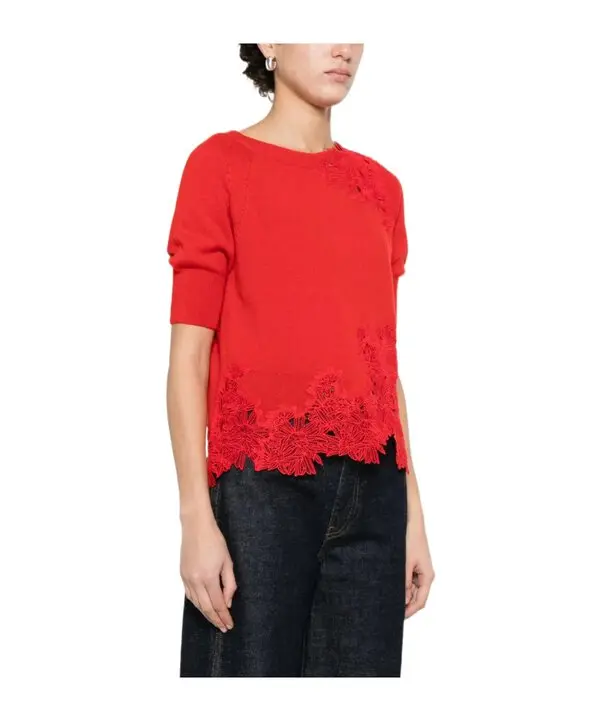 Ermanno Scervino Floral Lace Top - Red