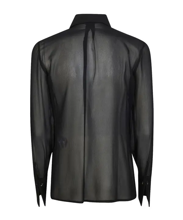 Elisabetta Franchi Georgette Crêpe Blouse With Sash Belt - Black