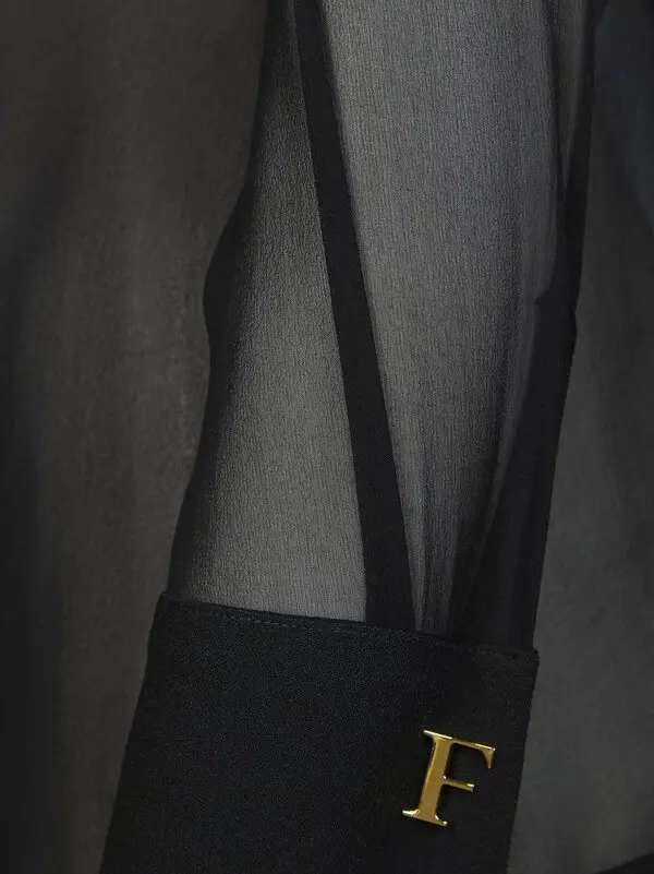 Elisabetta Franchi Georgette Crêpe Blouse With Sash Belt - Black
