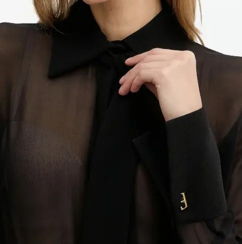 Elisabetta Franchi Georgette Crêpe Blouse With Sash Belt - Black