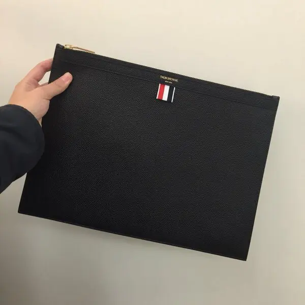 Thom Browne Pebble Grain Leather Document Holder - Black