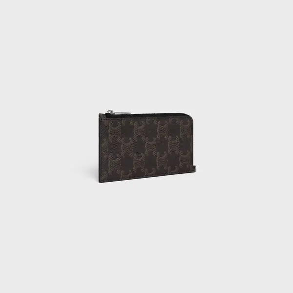 Celine Long Zipped Card Holder In Triomphe Canvas