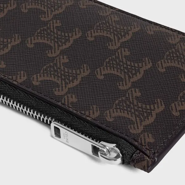 Celine Long Zipped Card Holder In Triomphe Canvas