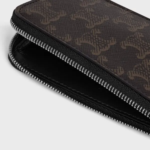 Celine Long Zipped Card Holder In Triomphe Canvas