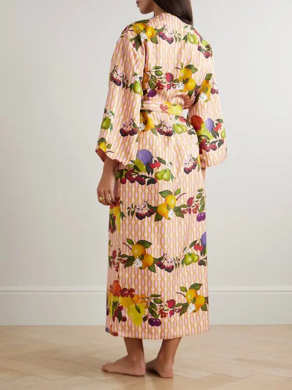 ERES Saveur Fruit-print Chain-pattern Reversible Robe - Multi-color