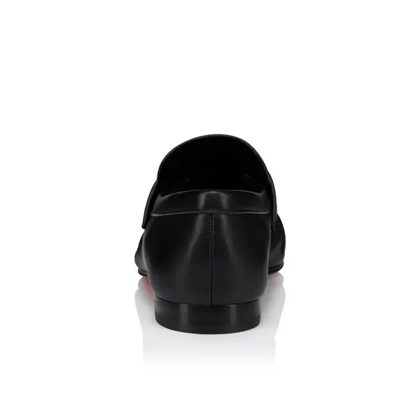 CHRISTIAN LOUBOUTIN Ruched Square Toe Loafers With Silver Coin Detail