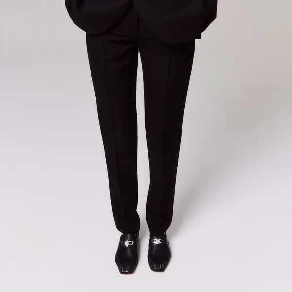 CHRISTIAN LOUBOUTIN Ruched Square Toe Loafers With Silver Coin Detail