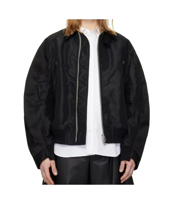 Sacai Twill Collared Zip-up Blouson - Black