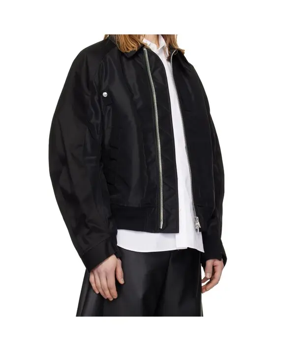 Sacai Twill Collared Zip-up Blouson - Black