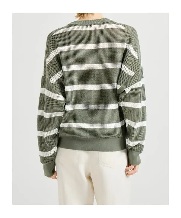 Brunello Cucinelli Striped Mesh Knit Sweater - Green