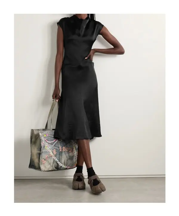 Acne Studios Sleeveless High Collar Flowy Dress With Back Slit