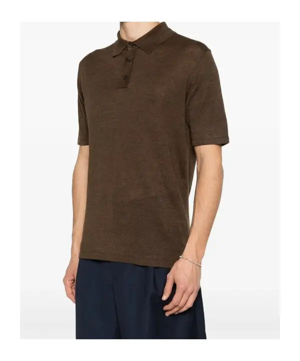 ROBERTO COLLINA Half-button Polo Shirt - Brown