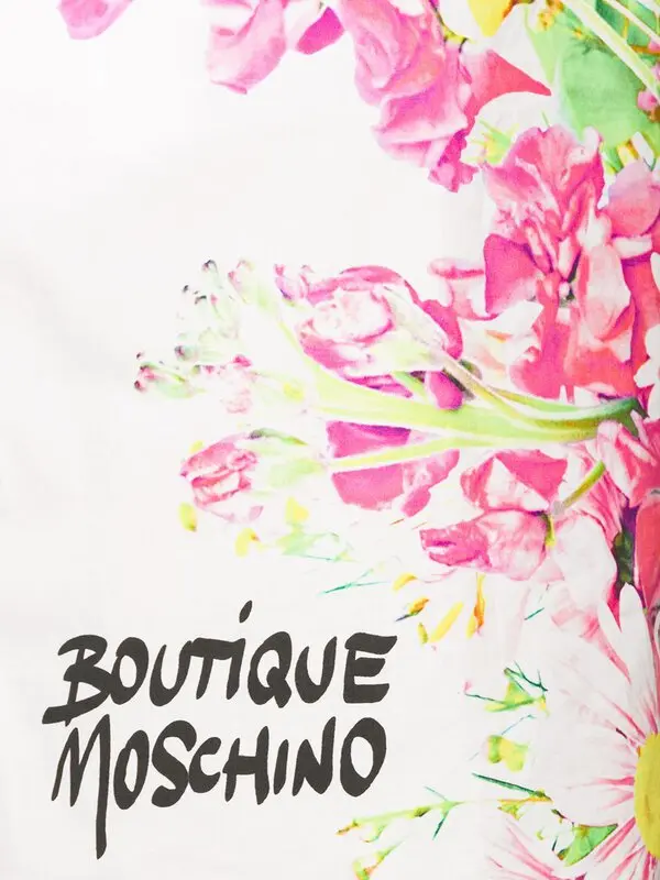 Moschino Floral Printed Round Neck Short Sleeve Dress